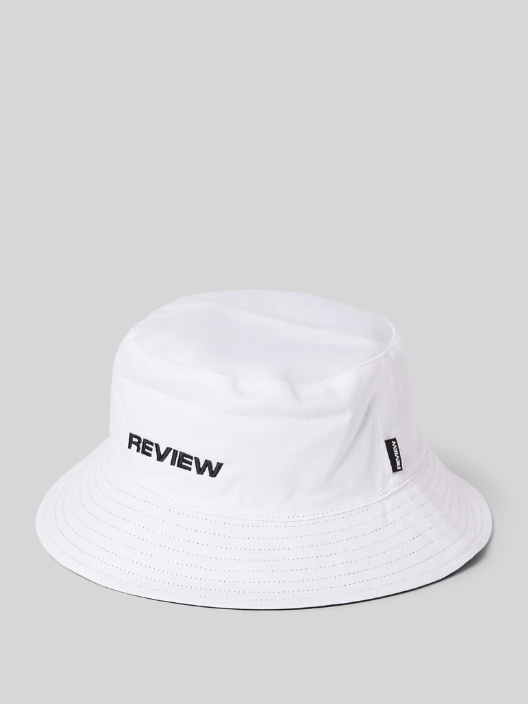REVIEW Bucket Hat mit Label-Stitching (weiss) online kaufen