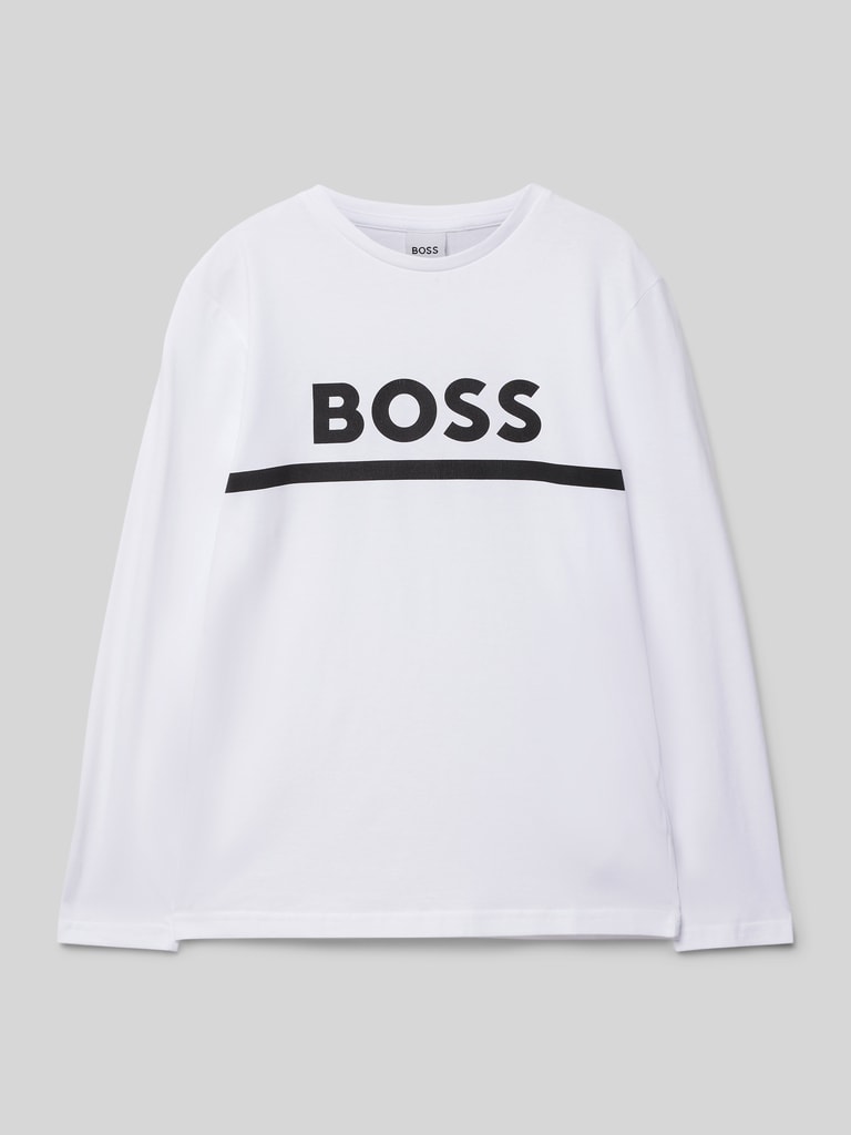 Boss Longsleeve mit Label-Print (weiss) online kaufen
