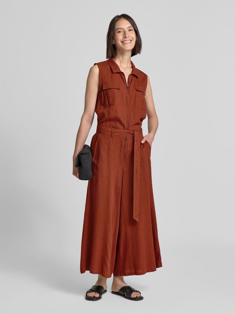 Soyaconcept Jumpsuit van linnenmix met schipperskraag, model 'INA' in roestrood online kopen | P&C