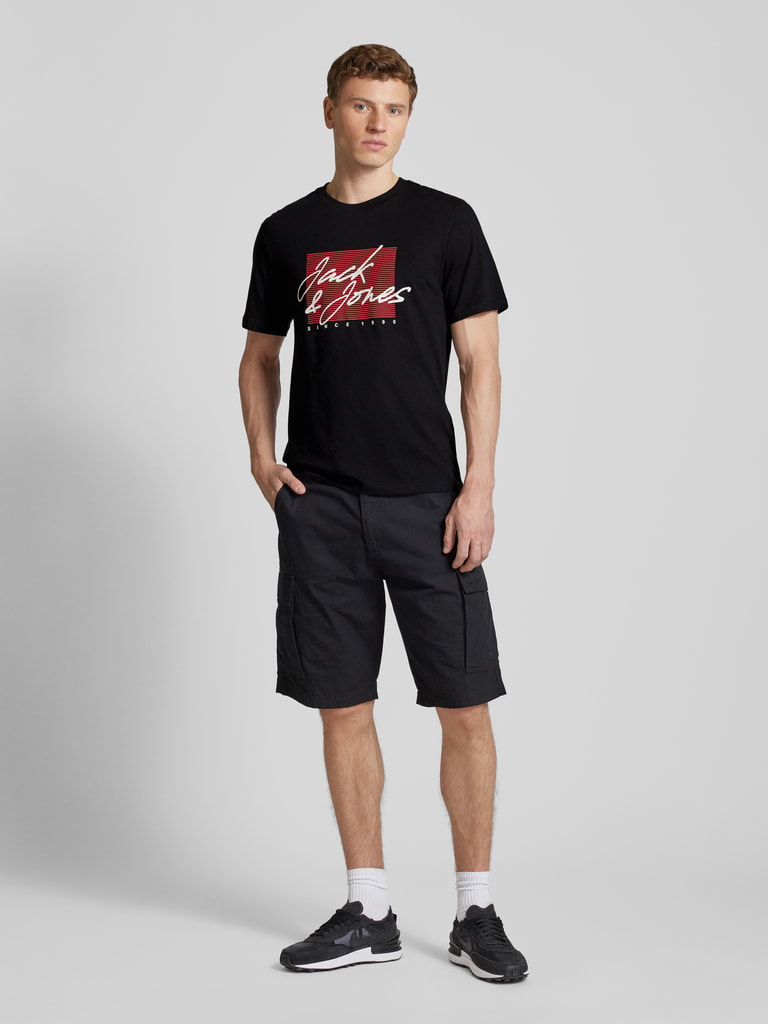 Jack & Jones T-Shirt mit Label-Print Modell 'JOSHUA' (black) online kaufen