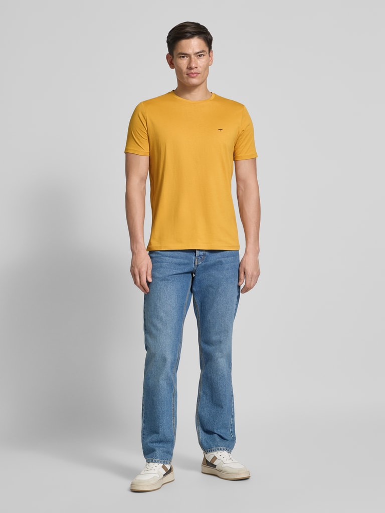 Fynch-Hatton T-Shirt mit Label-Stitching (gelb) online kaufen