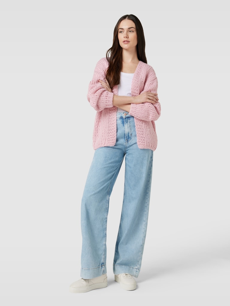 Oui Gebreide cardigan met opengewerkte voorkant in rosé online kopen | P&C