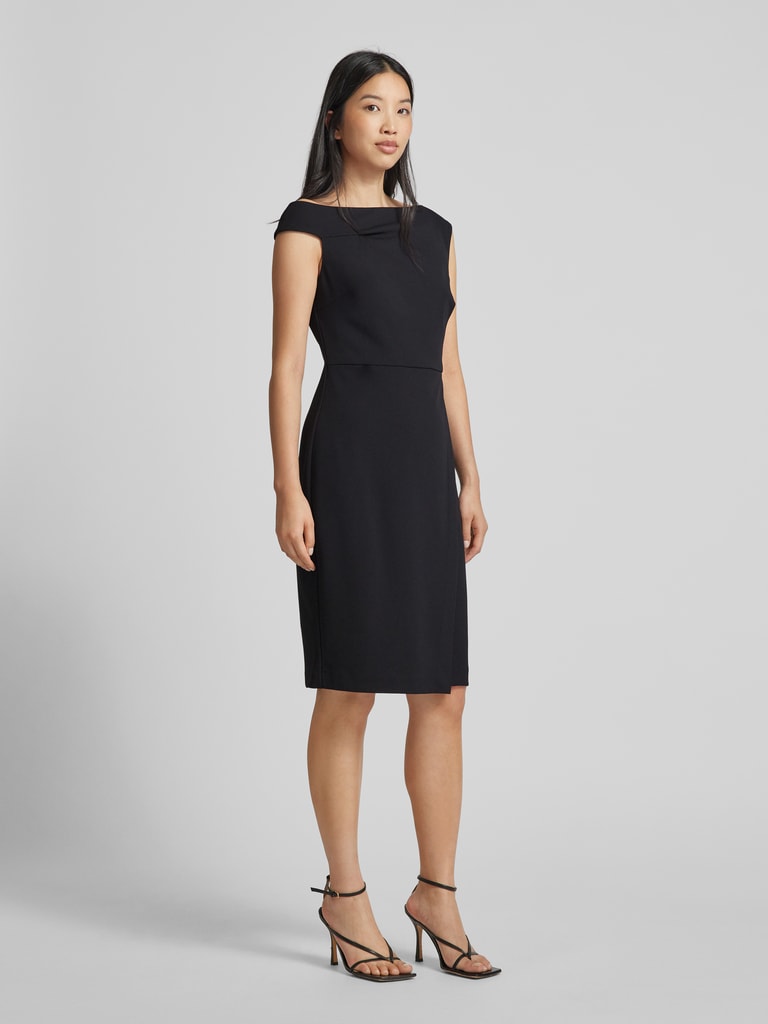 Calvin Klein Womenswear Knielange off-shoulderjurk met deelnaad, model 'SCUBA' in zwart online ...