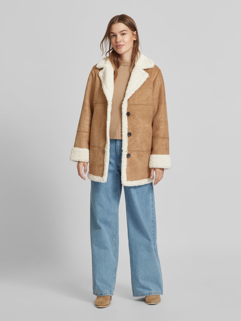 ICHI Regular Fit Jacke mit Teddyfell Modell 'GIZORA' (mittelbraun) online kaufen