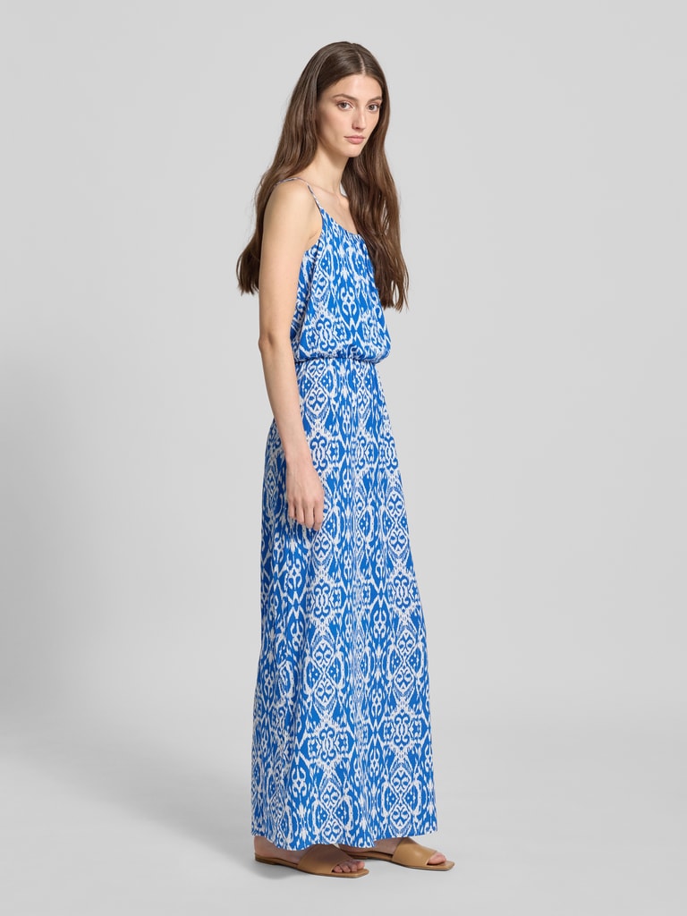 Only Getailleerde maxi-jurk met all-over motief, model 'WINNER' in bleu ...