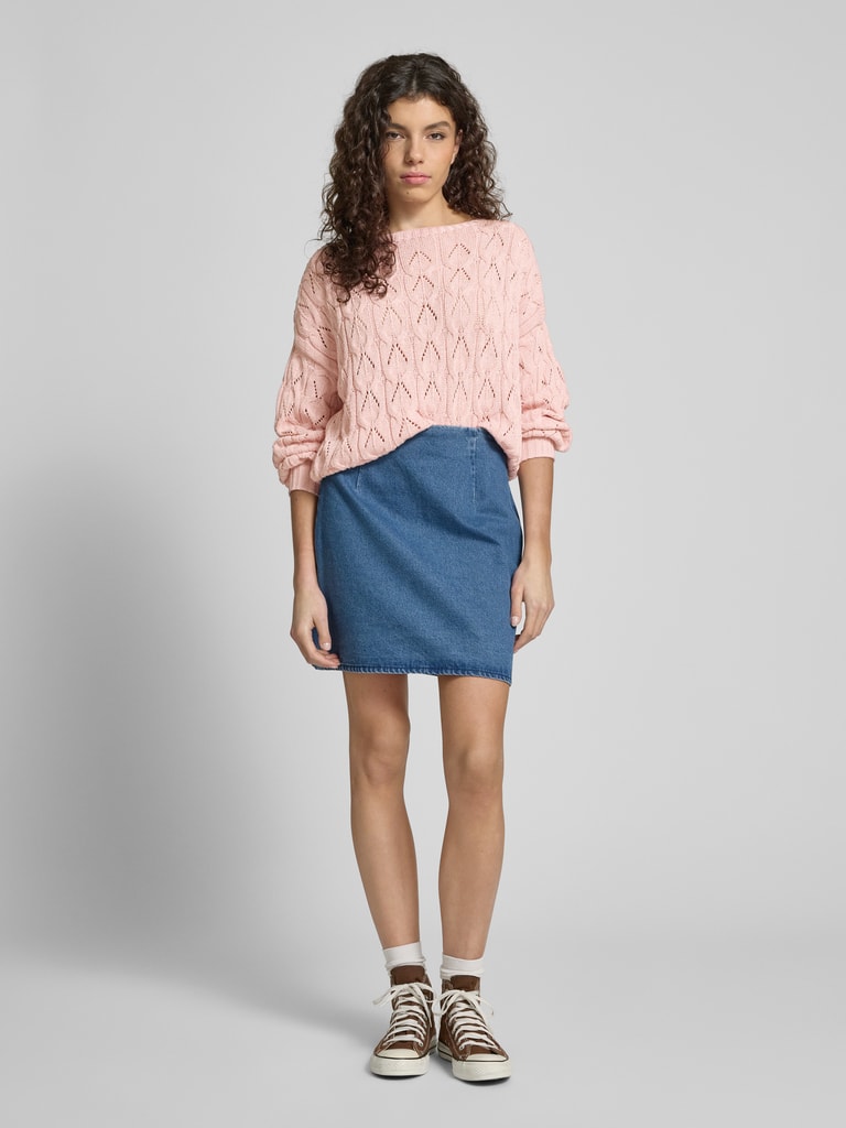 Only Relaxed Fit Strickpullover mit Zopf Struktur Muster Modell 'BRYNN' (hellrosa) online kaufen