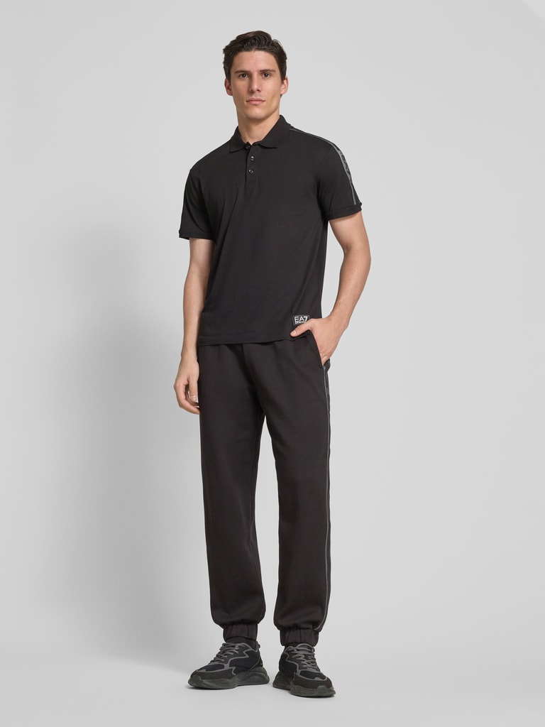EA7 Emporio Armani Poloshirt met labelpatch in zwart online kopen | P&C