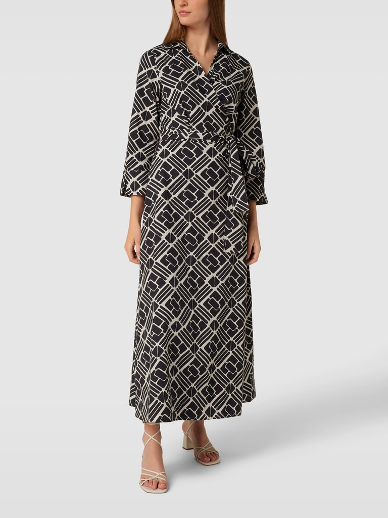 0039 Italy Blousejurk met all-over motief, model 'Havana New' in zwart ...