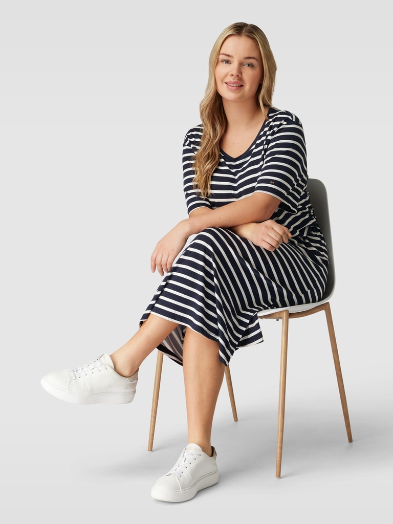 Tommy Hilfiger Curve PLUS SIZE Midikleid mit Streifenmuster (weiss ...