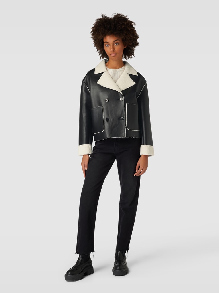 PIECES Bikerjack in leerlook, model 'FRANNY' in zwart online kopen | P&C