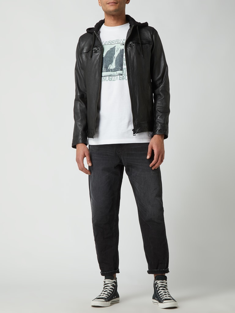 Freaky Nation Leren jack in washed-out-look, model 'Steady' in zwart ...