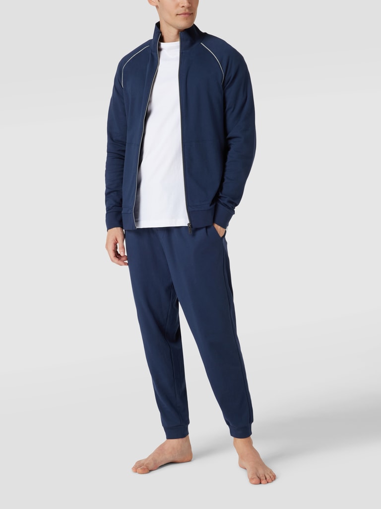 Christian Berg Men Sweatjack met contrastpaspels in marineblauw online ...