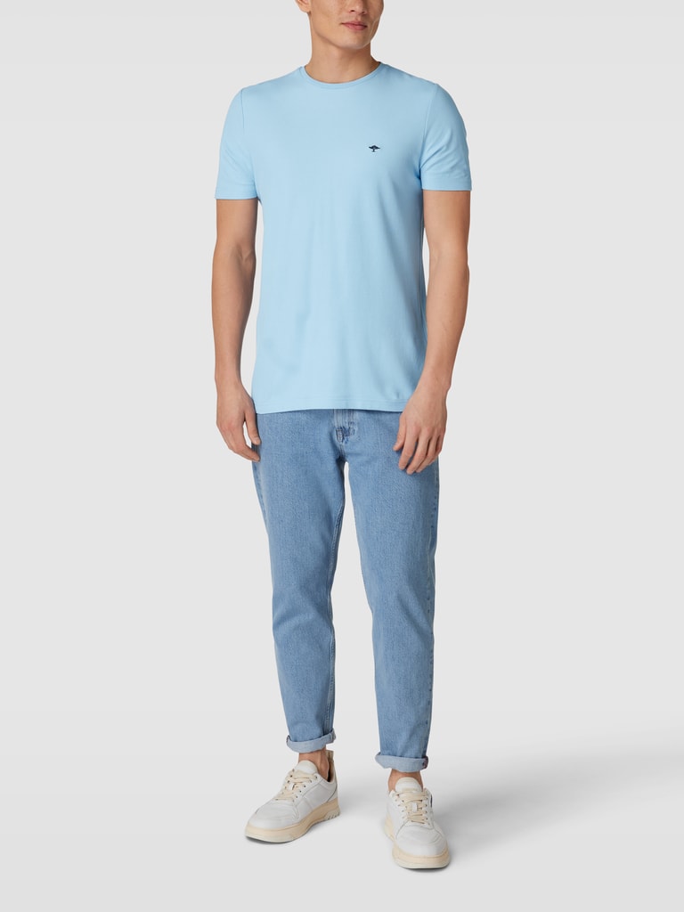 Fynch-Hatton T-Shirt mit Logo-Stitching (hellblau) online kaufen