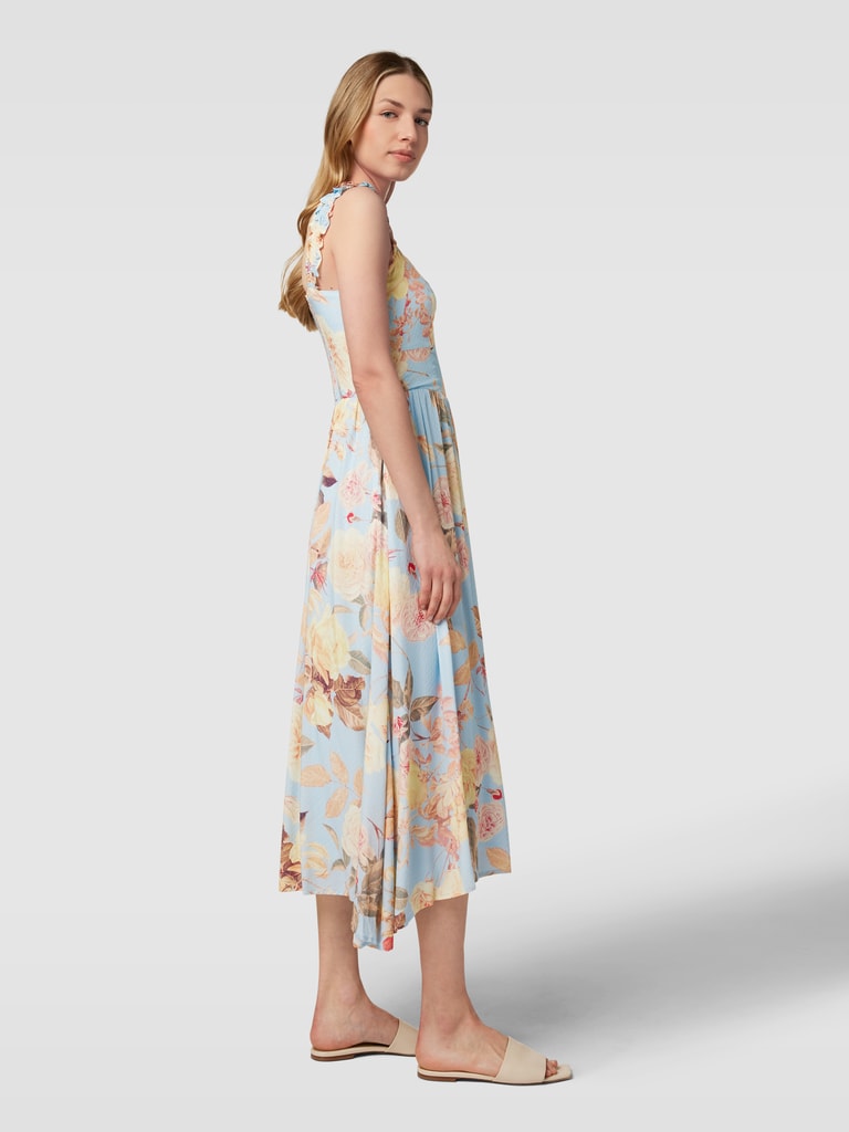 GUESS Midi-jurk met bloemenmotief, model 'SUSANNA' in lichtblauw online ...
