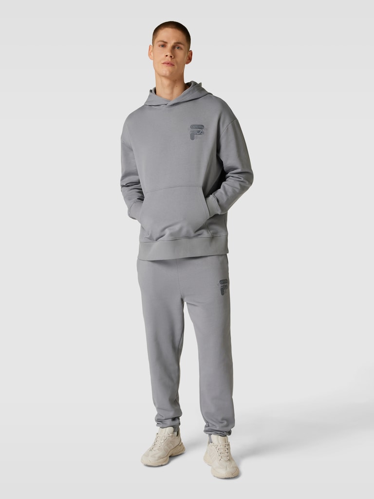 FILA Oversized hoodie met labelstitching, model 'BAAR' in antraciet ...
