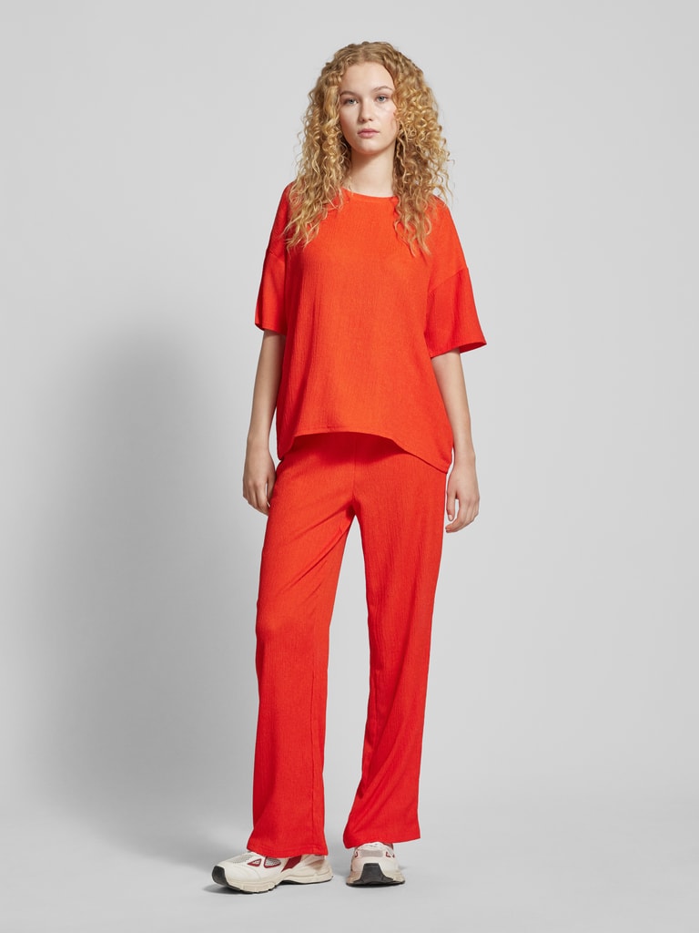 Pieces Wide Leg Stoffhose mit Strukturmuster Modell 'LUNA' (hellrot ...