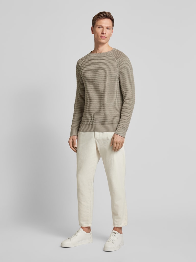 HUGO Slim fit gebreide pullover van een mix van linnen en katoen, model ...
