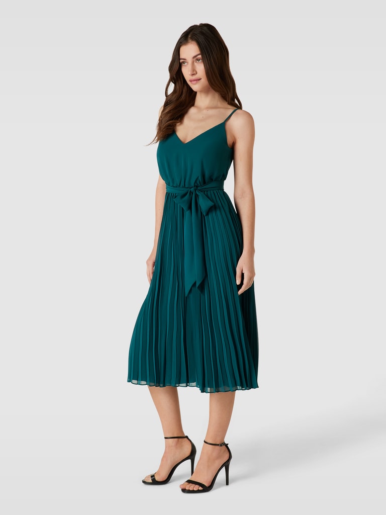 Jake*s Cocktail Knielanges Cocktailkleid mit Bindegürtel (dunkelgruen ...