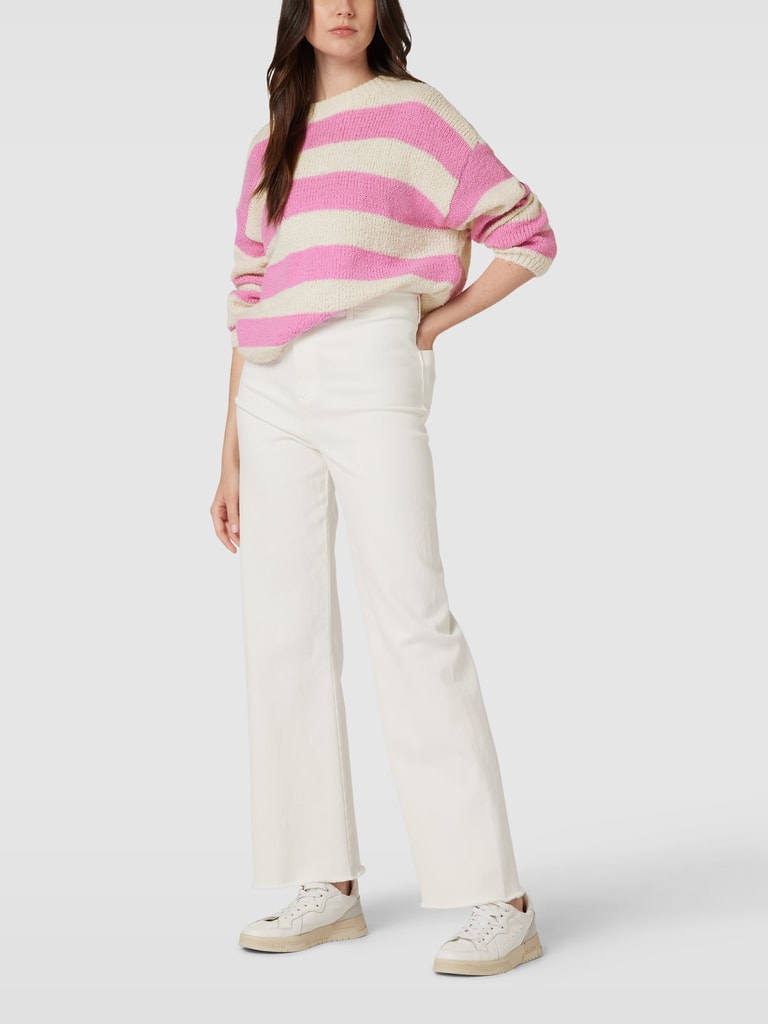 Vero Moda Strickpullover mit Streifenmuster und gerippten Abschlüssen (hellrosa) online kaufen