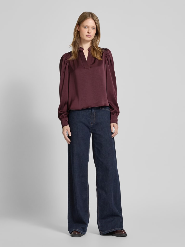 Neo Noir Regular fit blouse met V-hals, model 'Rosslyn' in bordeaux ...