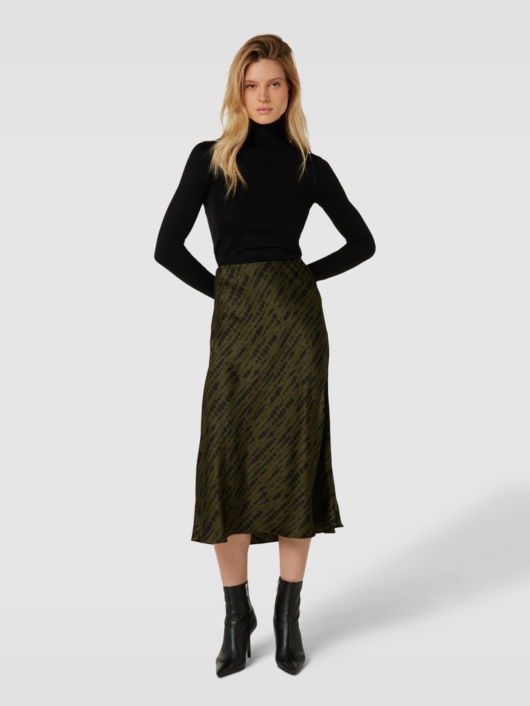 Mango Midirock mit Allover-Muster Modell 'CATANIA' (khaki) online kaufen