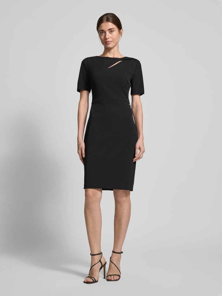 Calvin Klein Womenswear Knielange jurk met knoopdetail, model 'SCUBA' in zwart online kopen | P&C