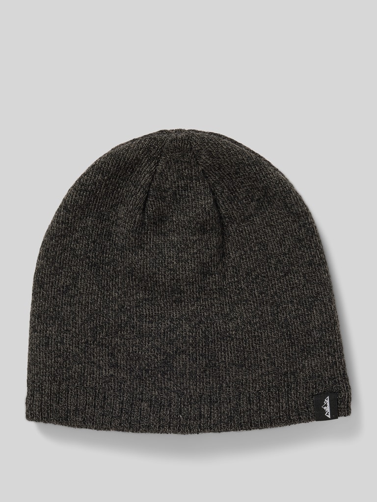 Müller Headwear Gebreide muts met labeldetail in antraciet gemêleerd ...
