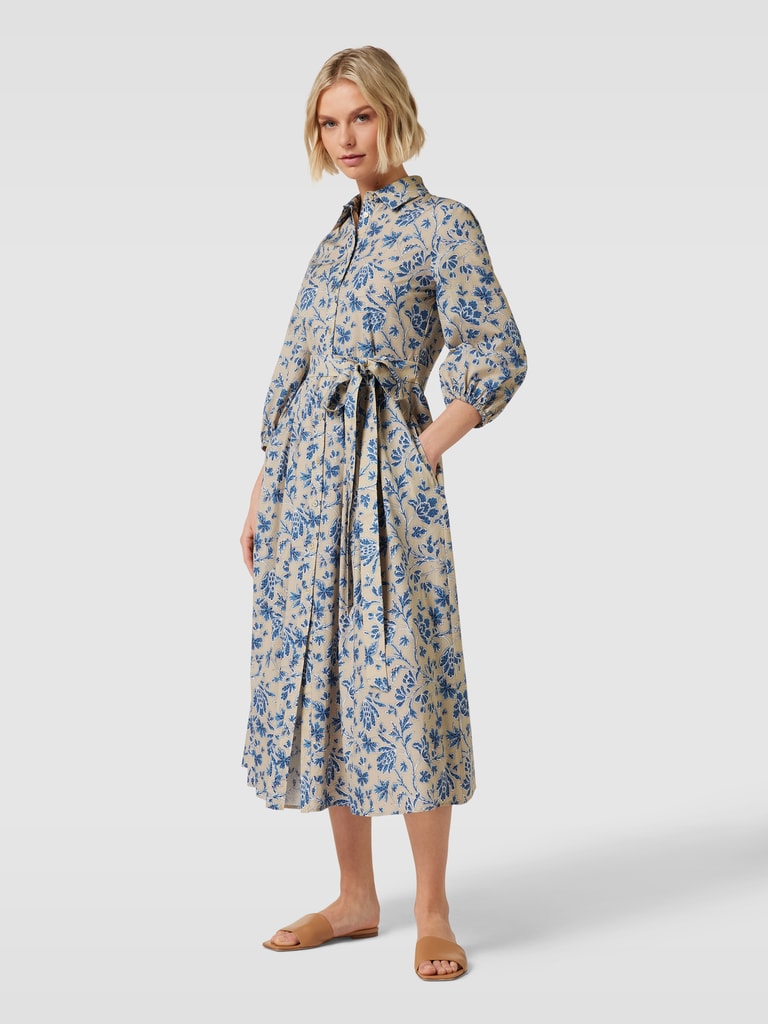 Weekend Max Mara Midi-jurk met strikceintuur, model 'ARLETTE' in zand ...