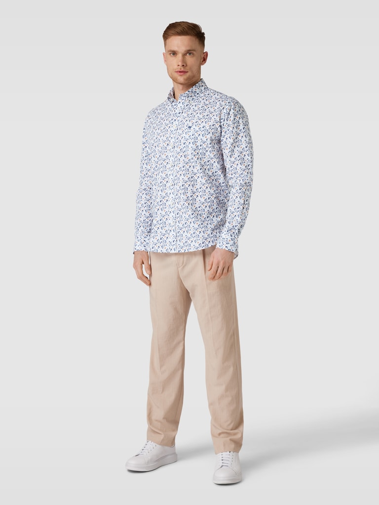 Fynch-Hatton Slim Fit Freizeithemd mit Logo-Detail (marine melange ...