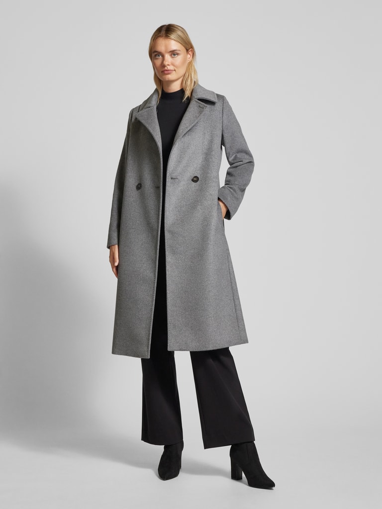Kup online Max Mara Studio Płaszcz z paskiem w talii (średnioszary)