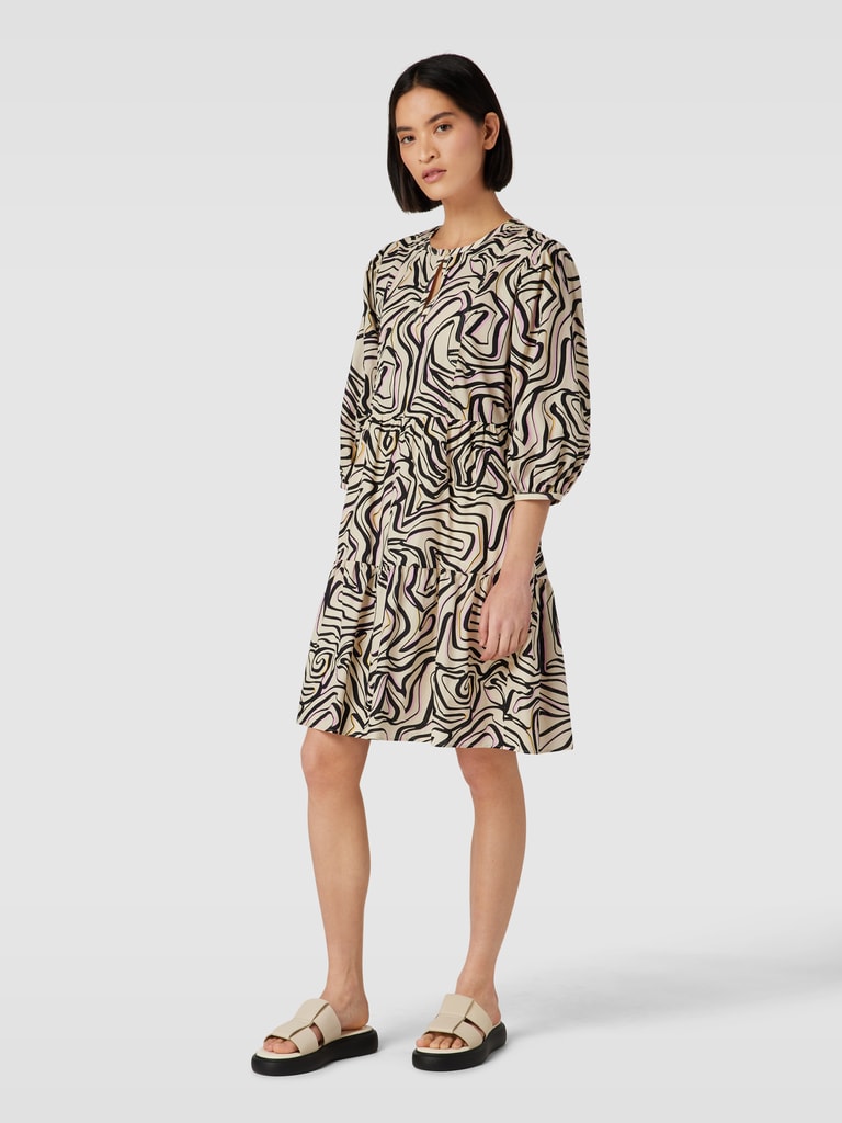 comma Casual Identity Knielange jurk van katoen met all-over motief in ...