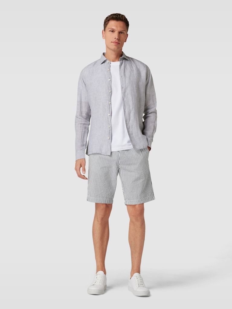 Cinque Leinenhemd mit Kentkragen Modell 'Steven' (silber) online kaufen