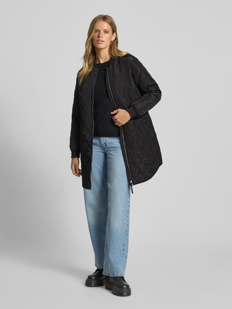 Only Regular fit gewatteerde lange jas met baseballkraag, model ...
