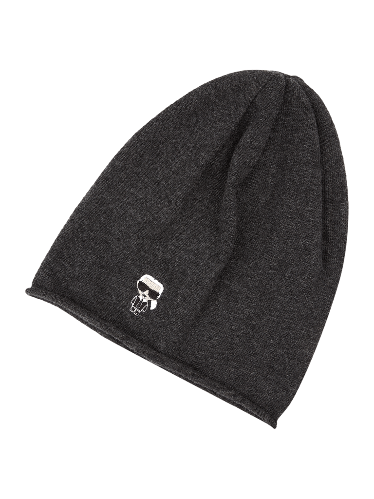 Karl Lagerfeld Beanie met geborduurd logo in antraciet online kopen | P&C