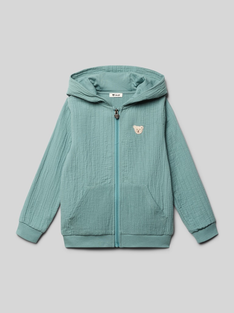 Steiff Sweatjacke mit Label-Stitching (lagune) online kaufen