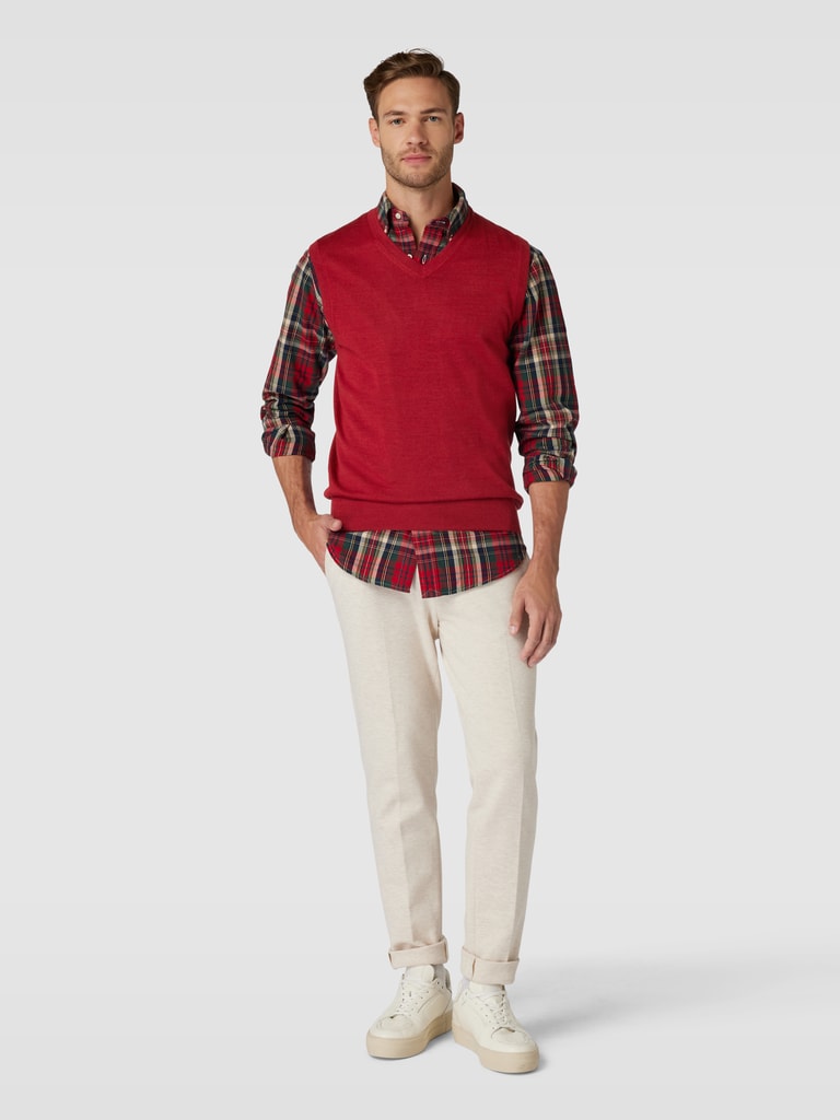 Christian Berg Men Spencer met V-hals in rood gemêleerd online kopen | P&C