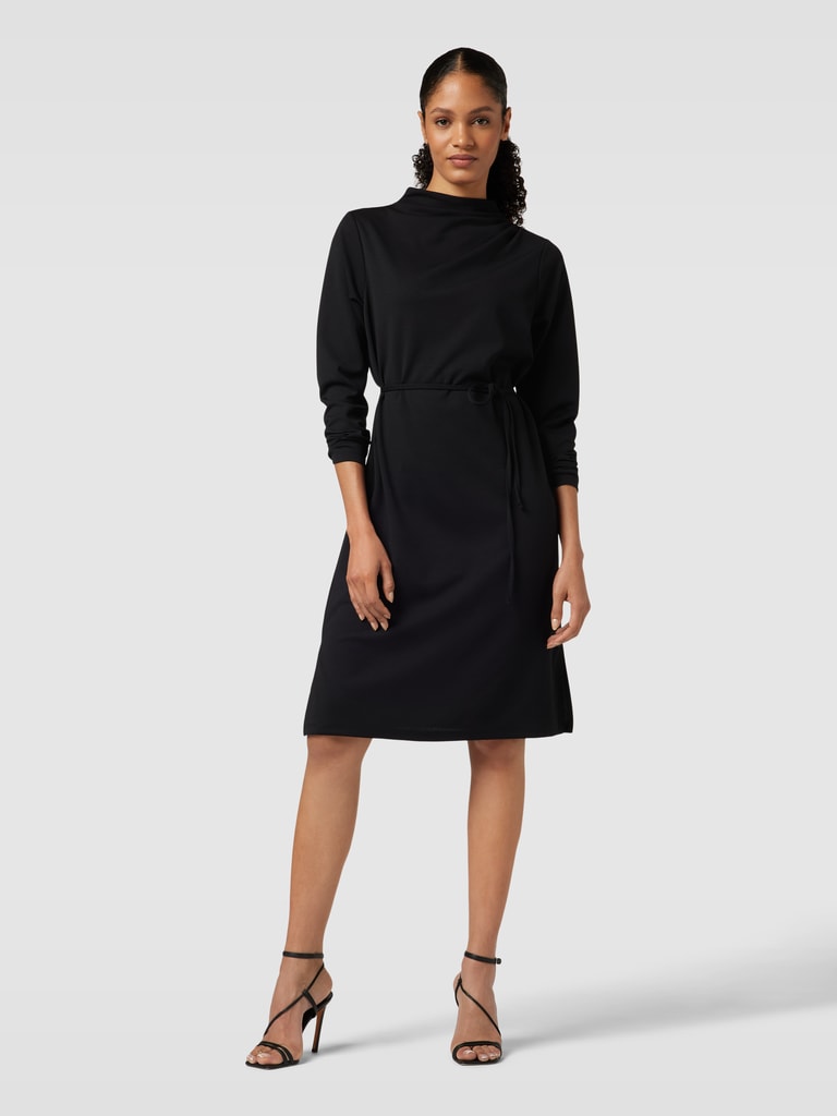 Soyaconcept Midi-jurk met strikceintuur, model 'Siham' in zwart online ...