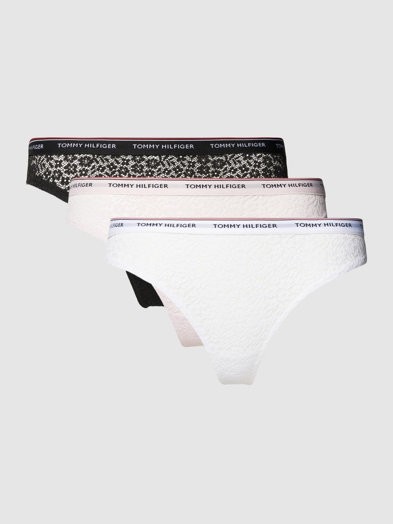 TOMMY HILFIGER Strings im 3er-Pack mit Spitzenbesatz Modell 'PREMIUM ...