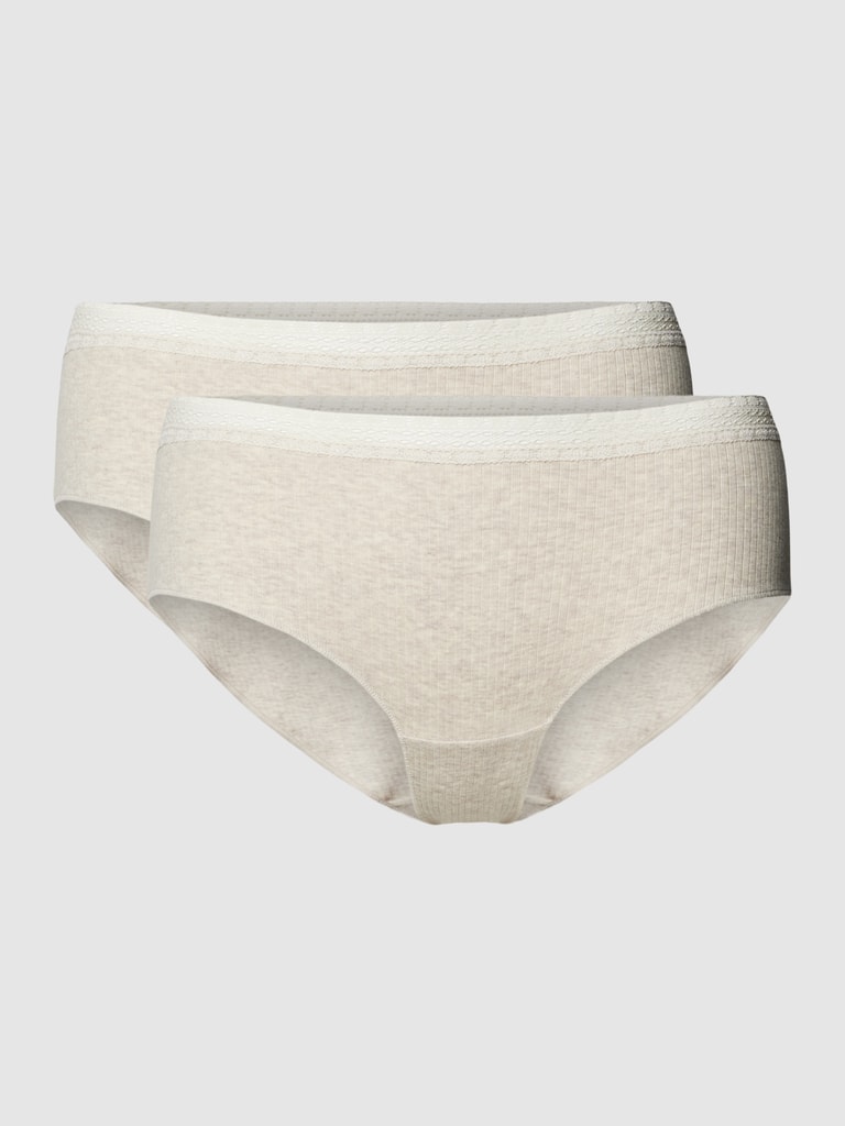 Sloggi Slip met kant, model 'Go Ribbed' in lichtgrijs gemêleerd online kopen | P&C