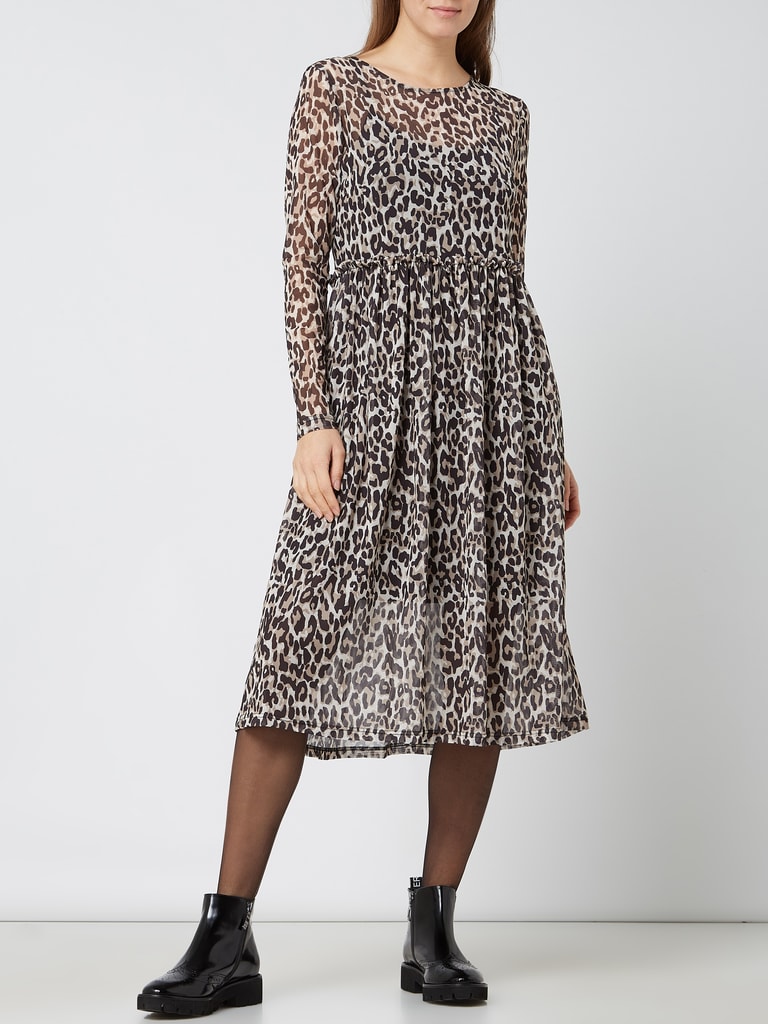 ICHI Midikleid mit Animal-Print Modell 'Nikita' (black) online kaufen