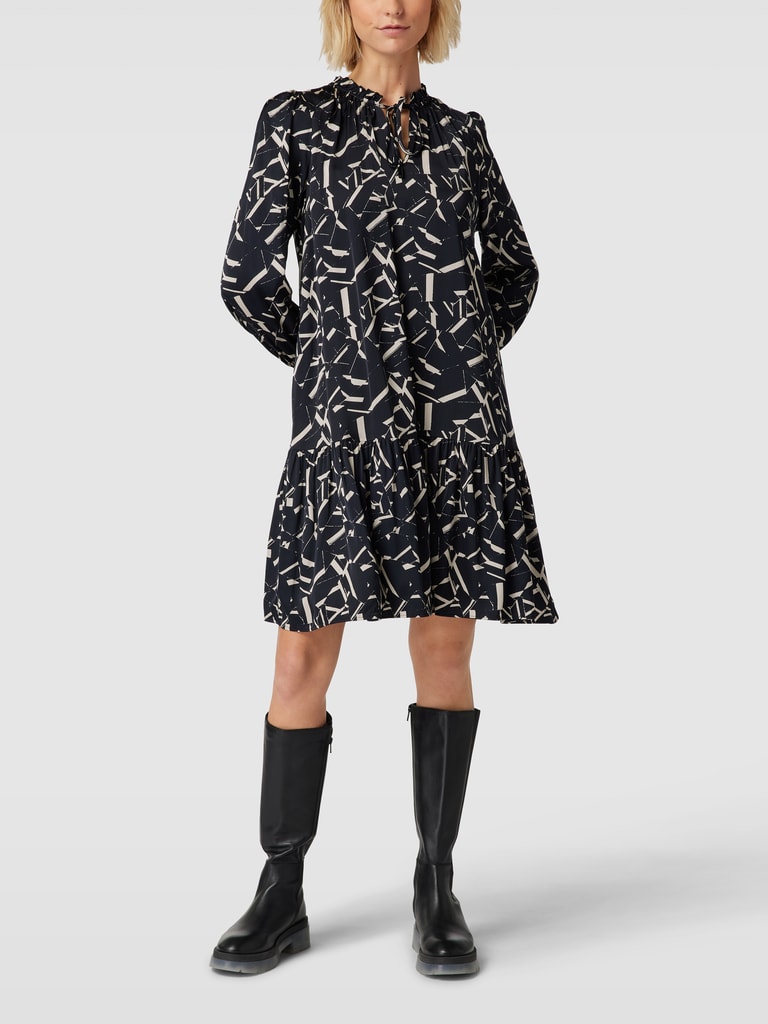 Esprit Collection Knielange jurk met all-over motief in zwart online kopen | P&C
