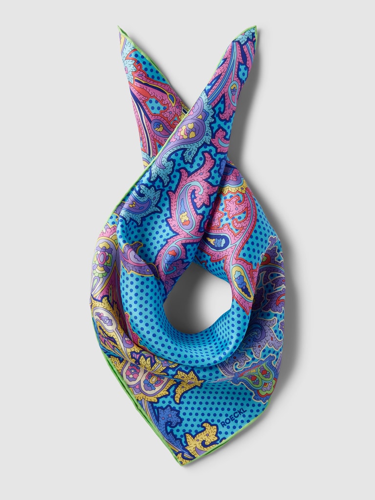 Roeckl Sjaal met paisleymotief, model 'Paisley Illusion' in turquoise ...