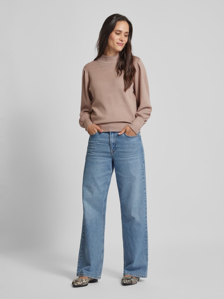 YAS Turtleneck-Pullover mit Rundhalsausschnitt Modell 'FONNY' (taupe ...