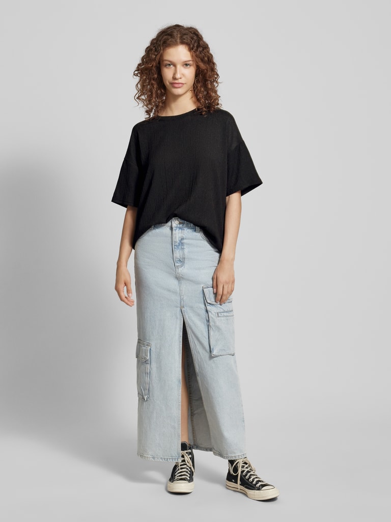 Pieces T-Shirt mit Strukturmuster Modell 'LUNA' (black) online kaufen