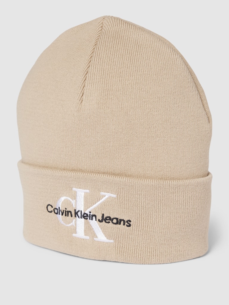Calvin Klein Jeans Beanie aus reiner Baumwolle Modell 'EMBRO' (sand ...