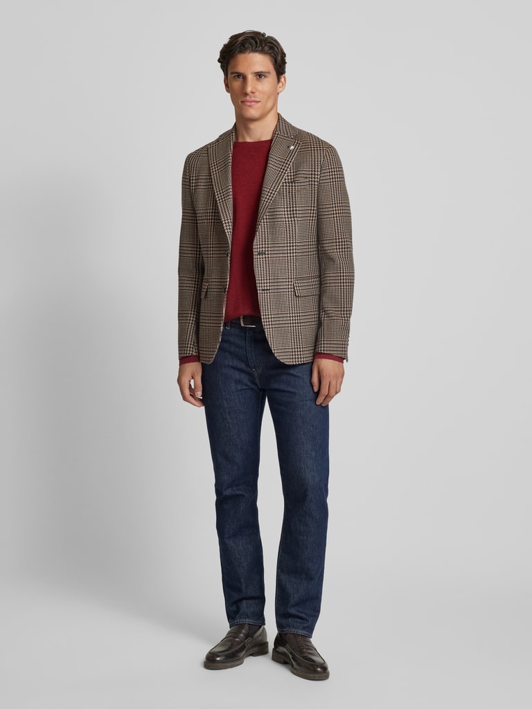 Fynch-Hatton Gebreide pullover met labelstitching in bordeaux online ...