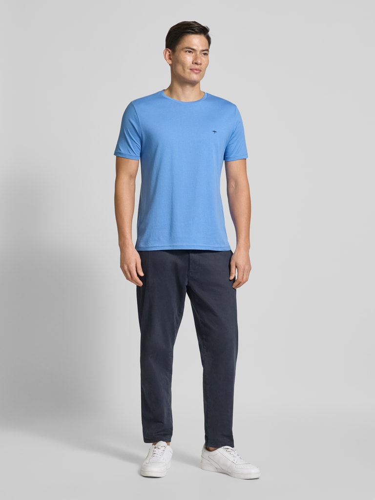 Fynch-Hatton T-shirt met labelstitching in lichtblauw online kopen | P&C