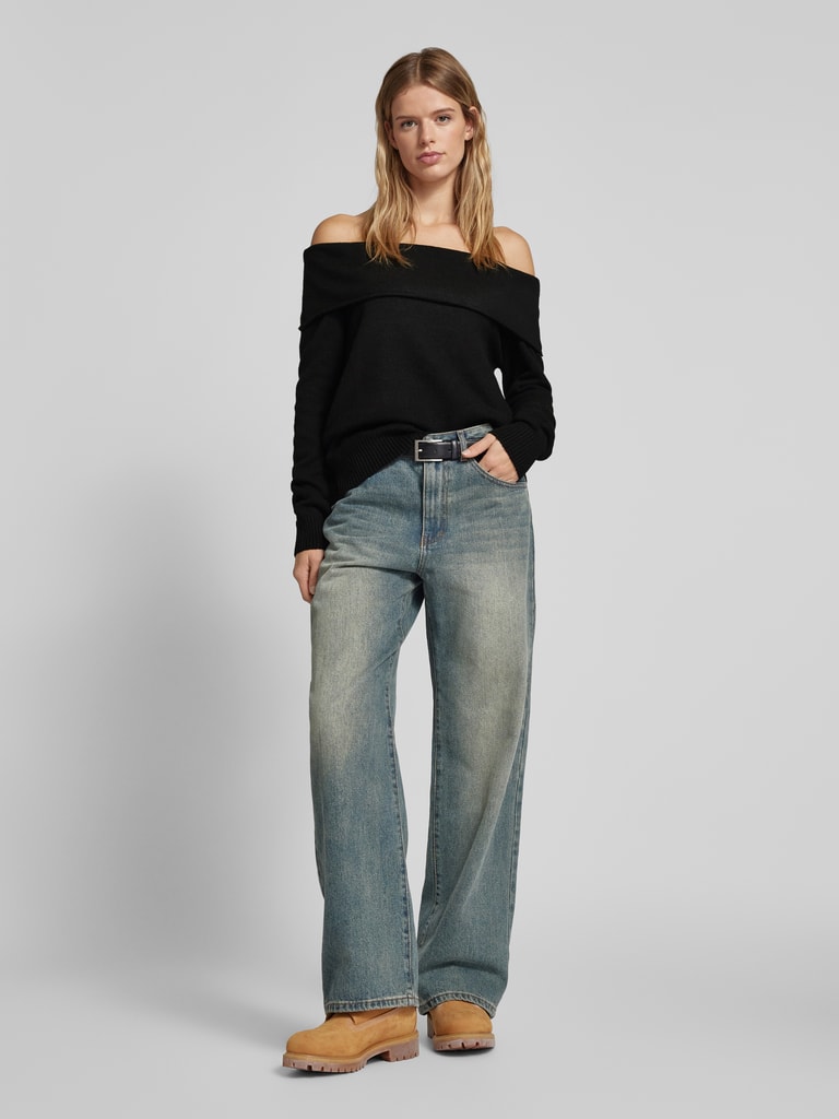 REVIEW Strickpullover im Off-Shoulder-Look (black) online kaufen