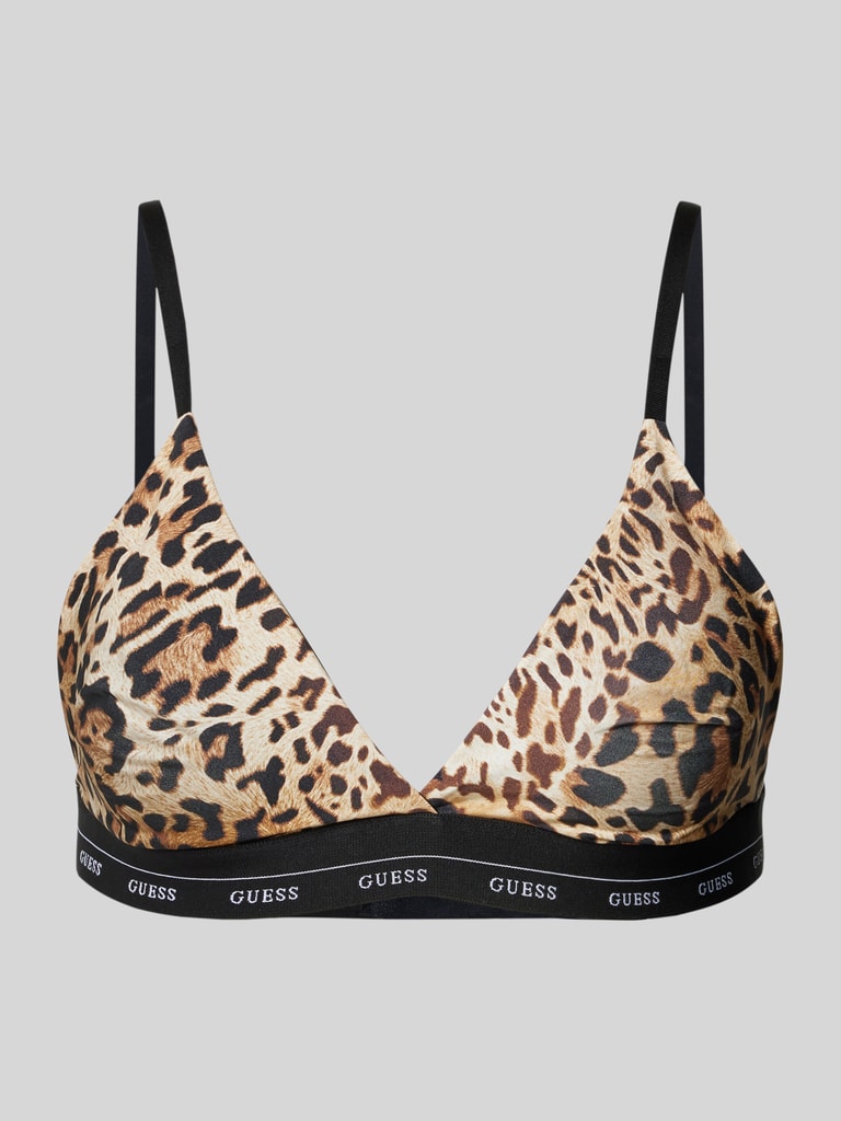 Guess Triangelbeha met elastische band met label, model 'JANE' in beige ...