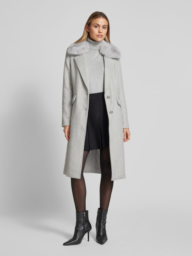 Guess Mantel mit Kunstfellbesatz Modell 'NANCY FIT' (hellgrau melange ...